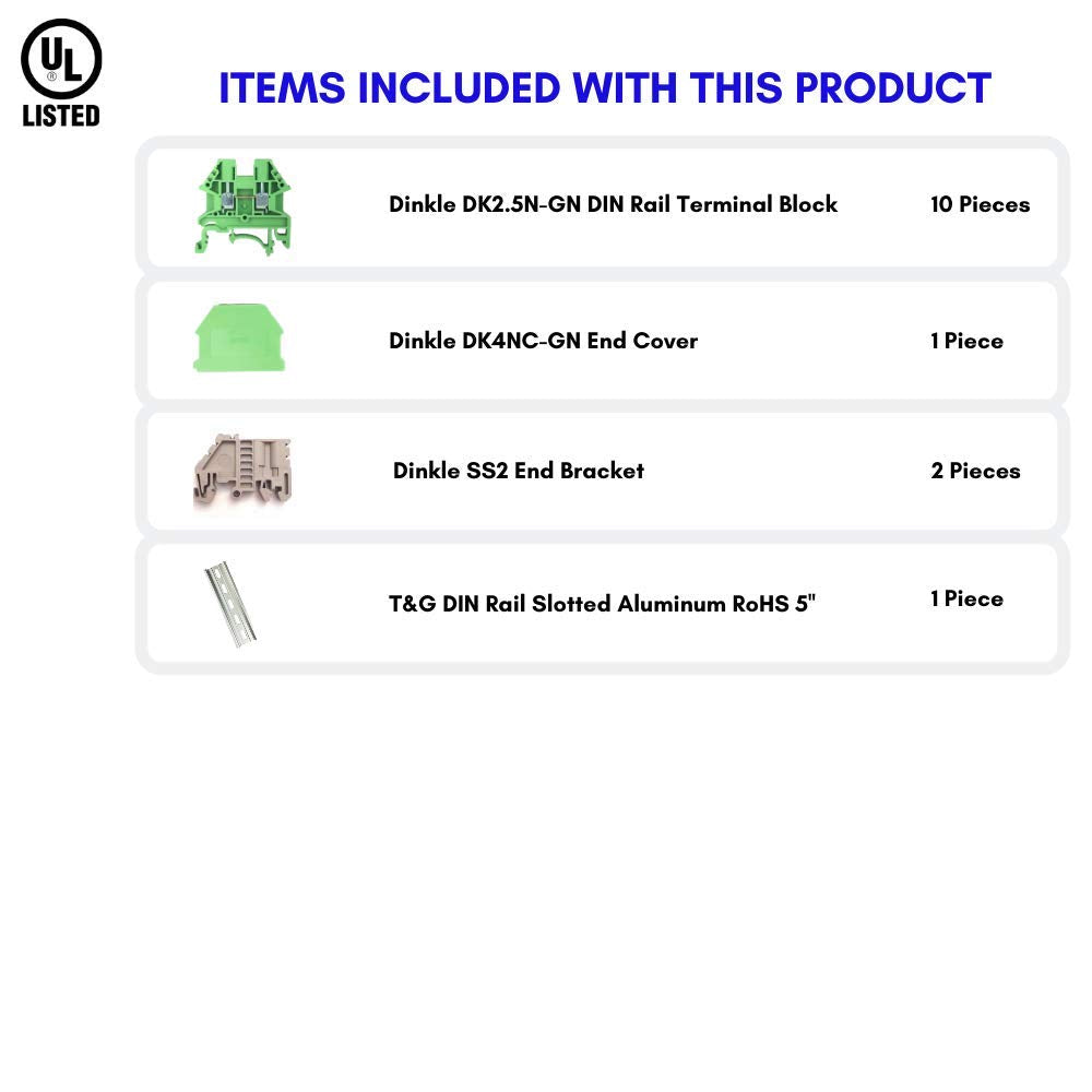 ICI Dinkle Assembly DK2.5N-GN 10 Gang Box Connector DIN Rail Terminal – Terminal Blocks