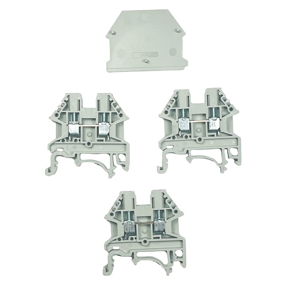 ICI Dinkle DK2.5N-GY 3 Pieces DIN Rail Terminal Block with End Cover D – Terminal Blocks