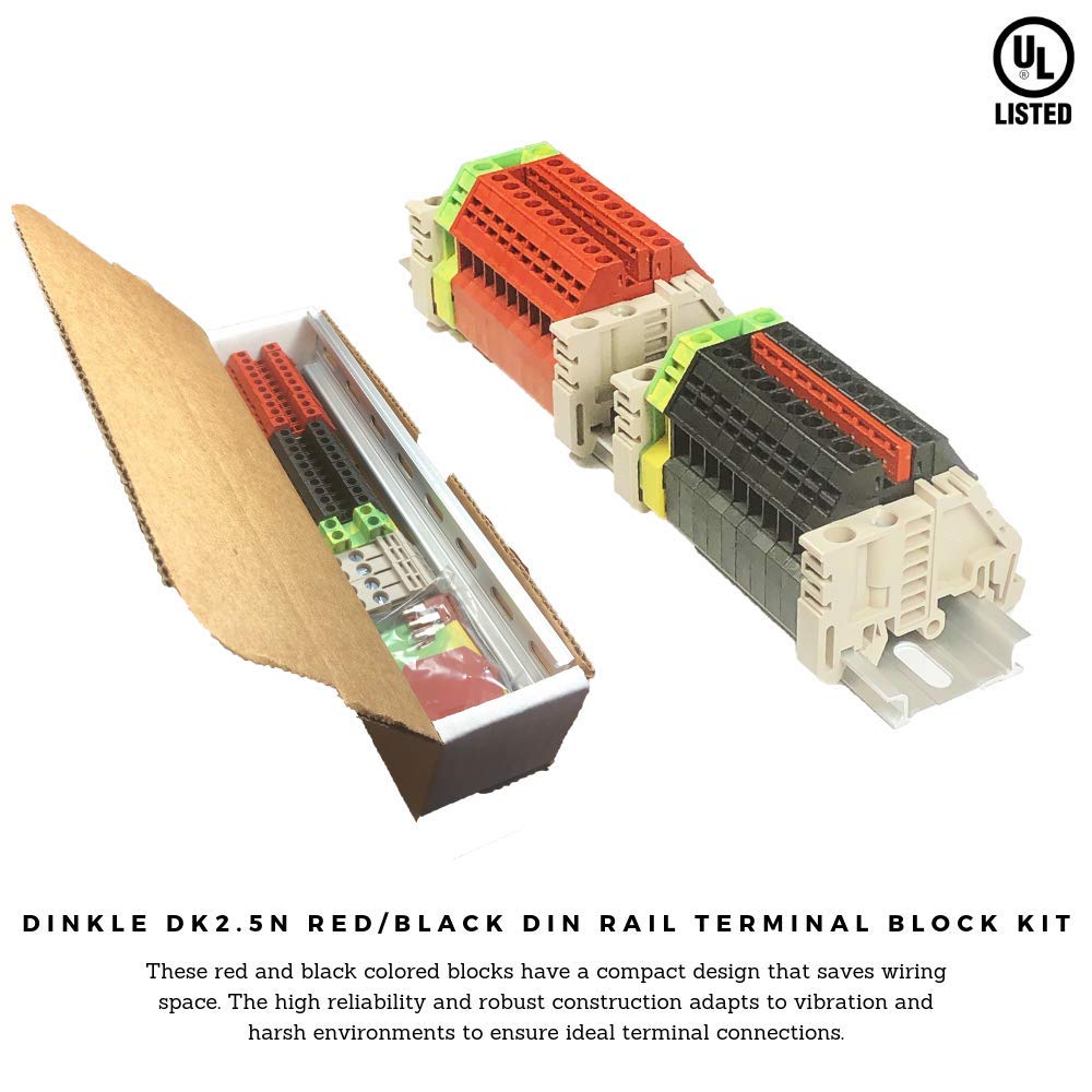 Dinkle UL Listed DIN Rail Terminal Block Kit #1 Red/Black Dinkle 20 DK – Terminal Blocks