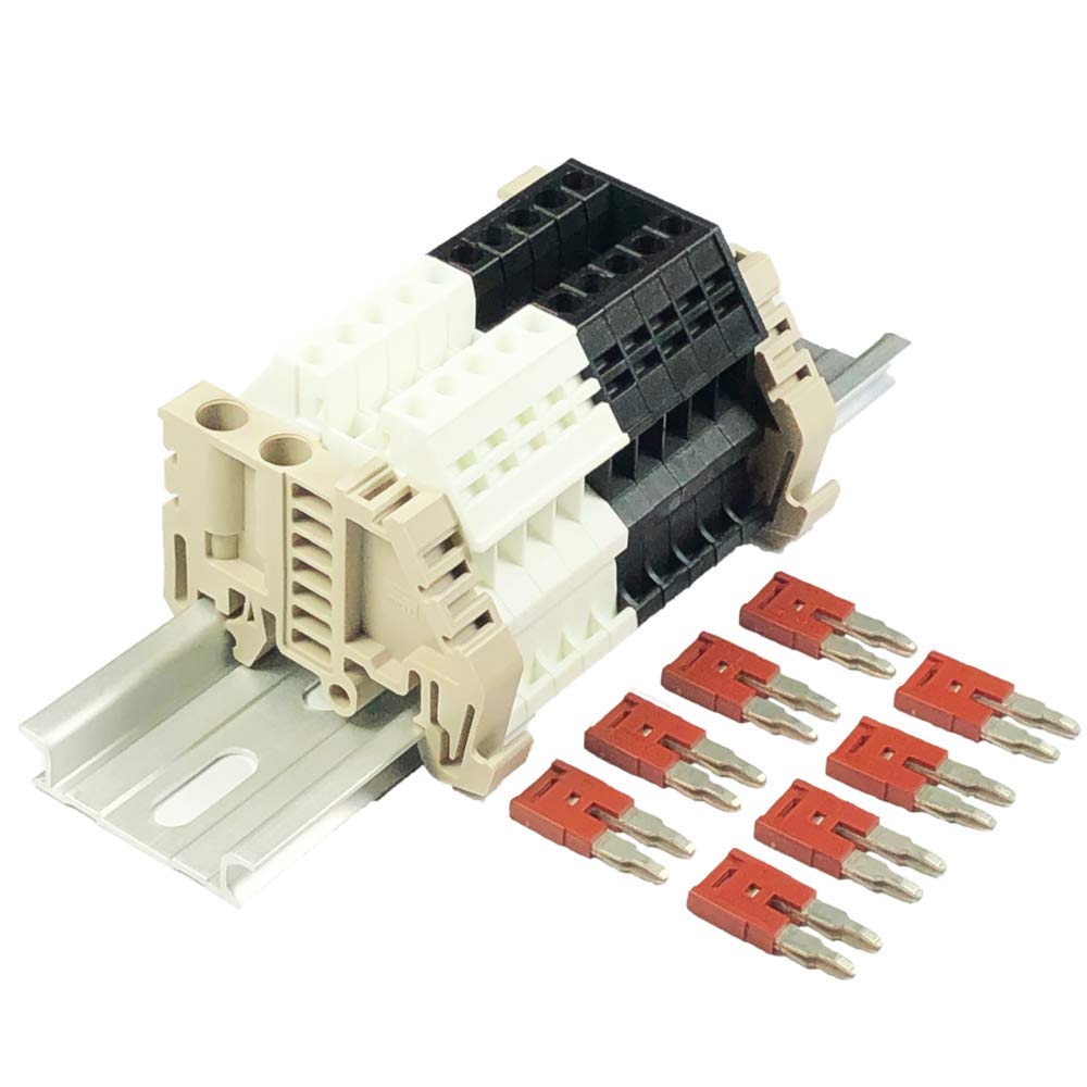 Dinkle Assembly Kit DK2.5N White/Black 10 Gang with Jumpers DIN Rail T – Terminal Blocks