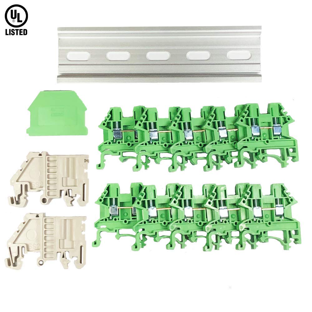 ICI Dinkle Assembly DK2.5N-GN 10 Gang Box Connector DIN Rail Terminal – Terminal Blocks