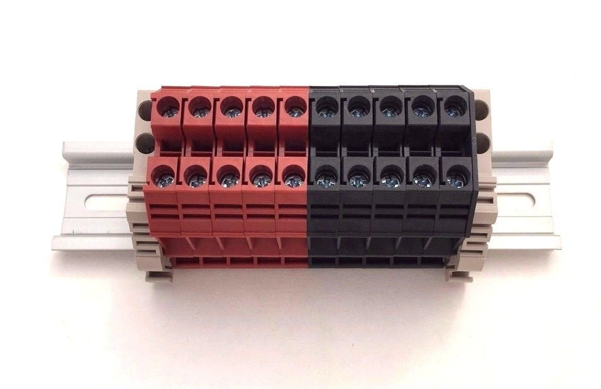Dinkle Assembly DK6N Red/Black 10 Gang Box Connector DIN Rail Terminal – Terminal Blocks