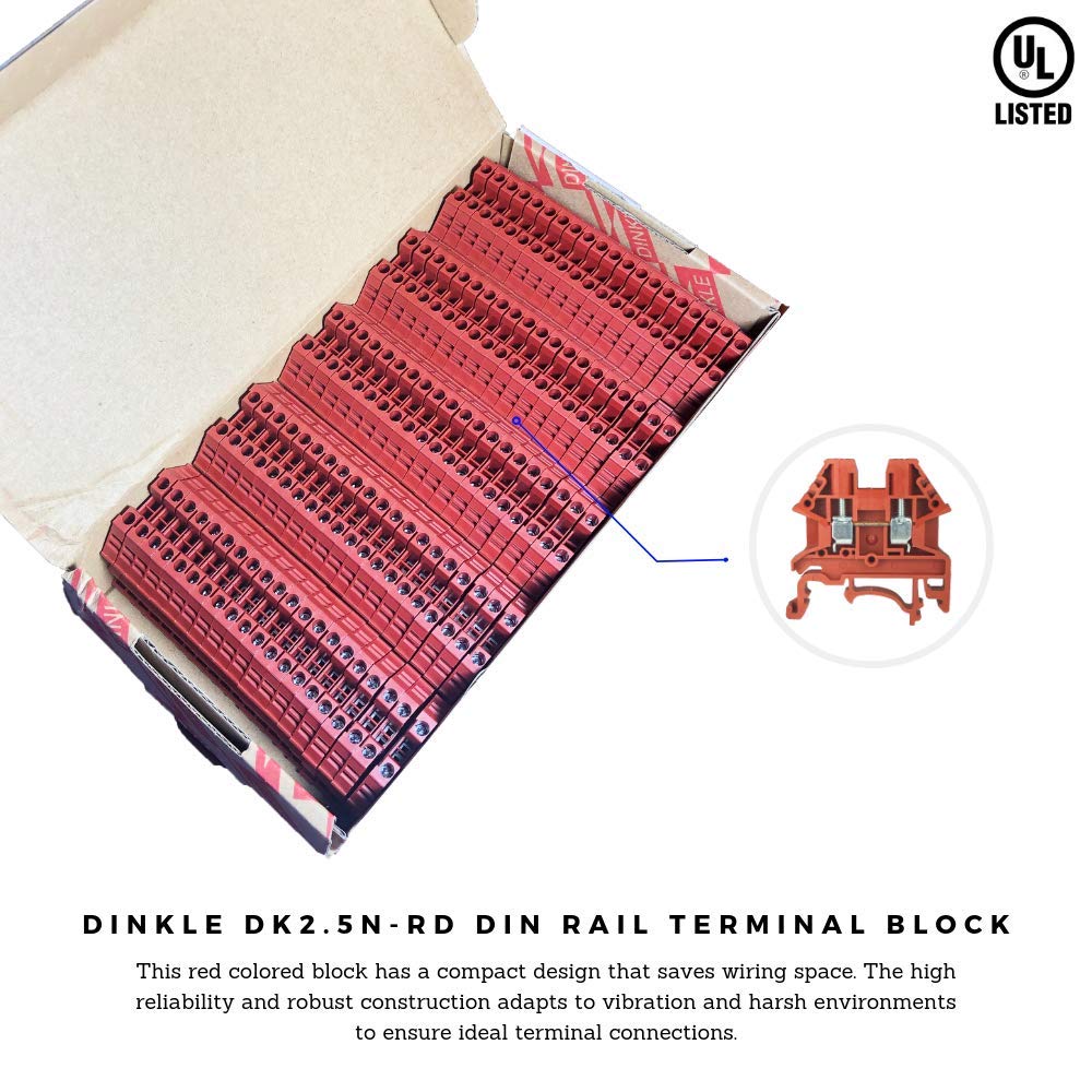 Dinkle DK2.5N-RD DIN Rail Terminal Blocks (Pack of 100)