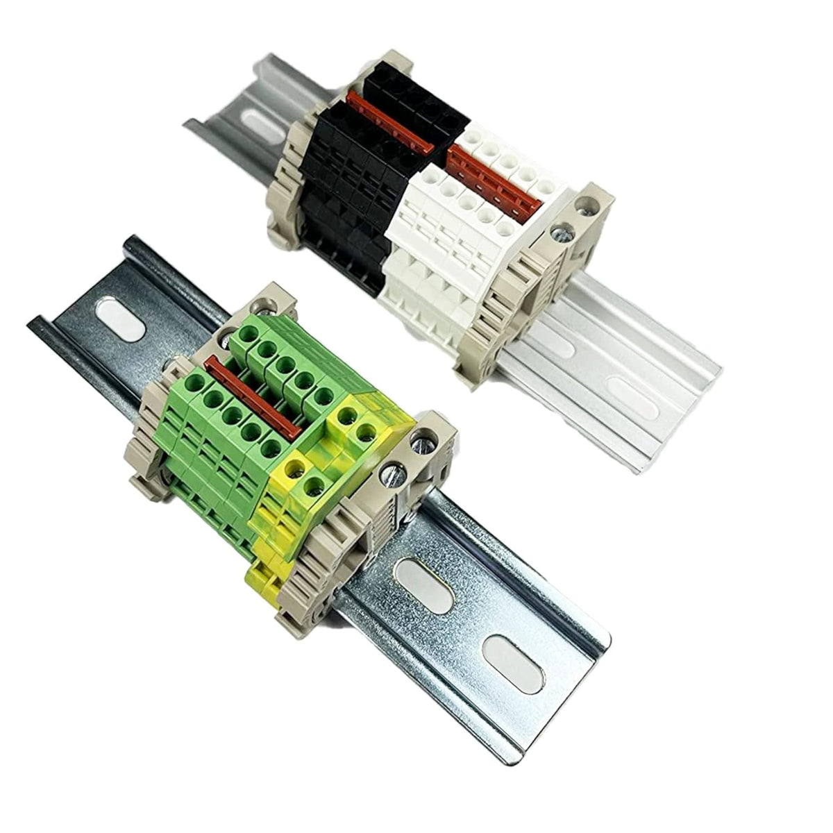 Dinkle UL Listed AC DIN Rail Terminal Block Kit #1 White/Black/Green D ...