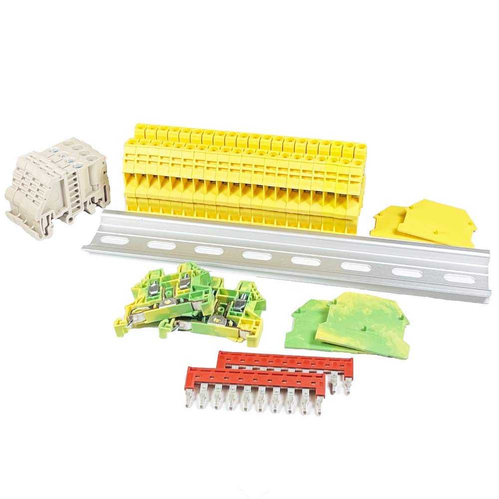 ICI Dinkle DIN Rail Terminal Block Kit #2 Yellow 20 DK4N-YW 10 AWG Gau – Terminal Blocks