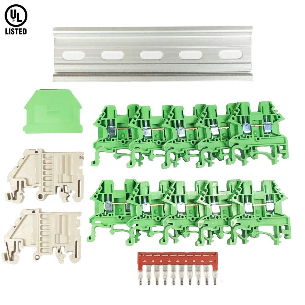 ICI Dinkle Power Distribution DK2.5N-GN 10 Gang Box Connector DIN Rail – Terminal Blocks