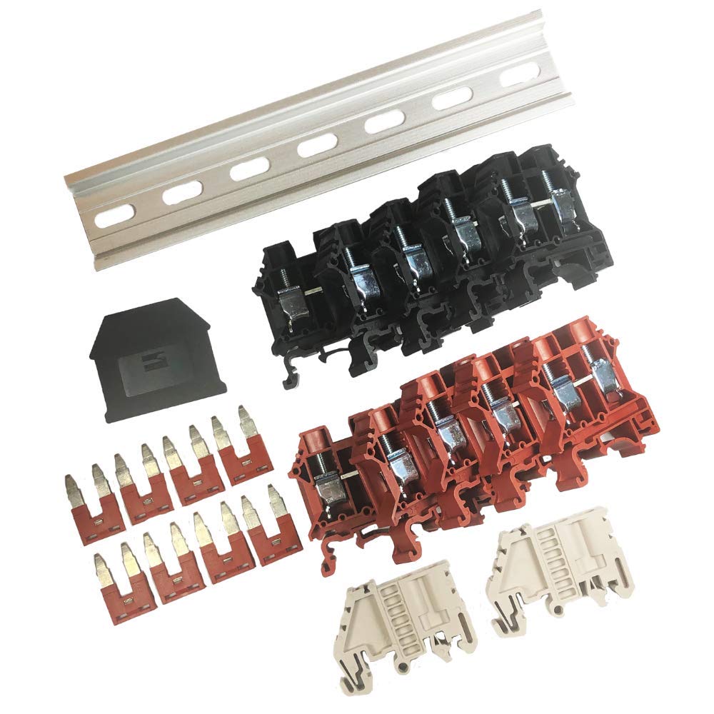 Dinkle Assembly Kit DK10N Red/Black 10 Gang with Jumpers DIN Rail Term ...