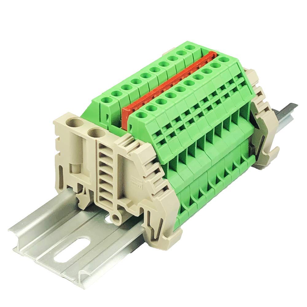 ICI Dinkle Power Distribution DK2.5N-GN 10 Gang Box Connector DIN Rail ...
