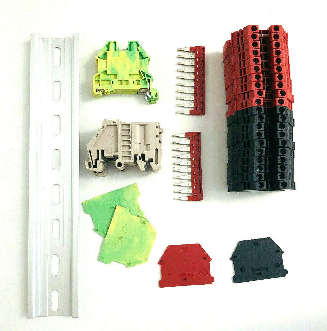 Dinkle UL Listed DIN Rail Terminal Block Kit #1 Red/Black Dinkle 20 DK ...